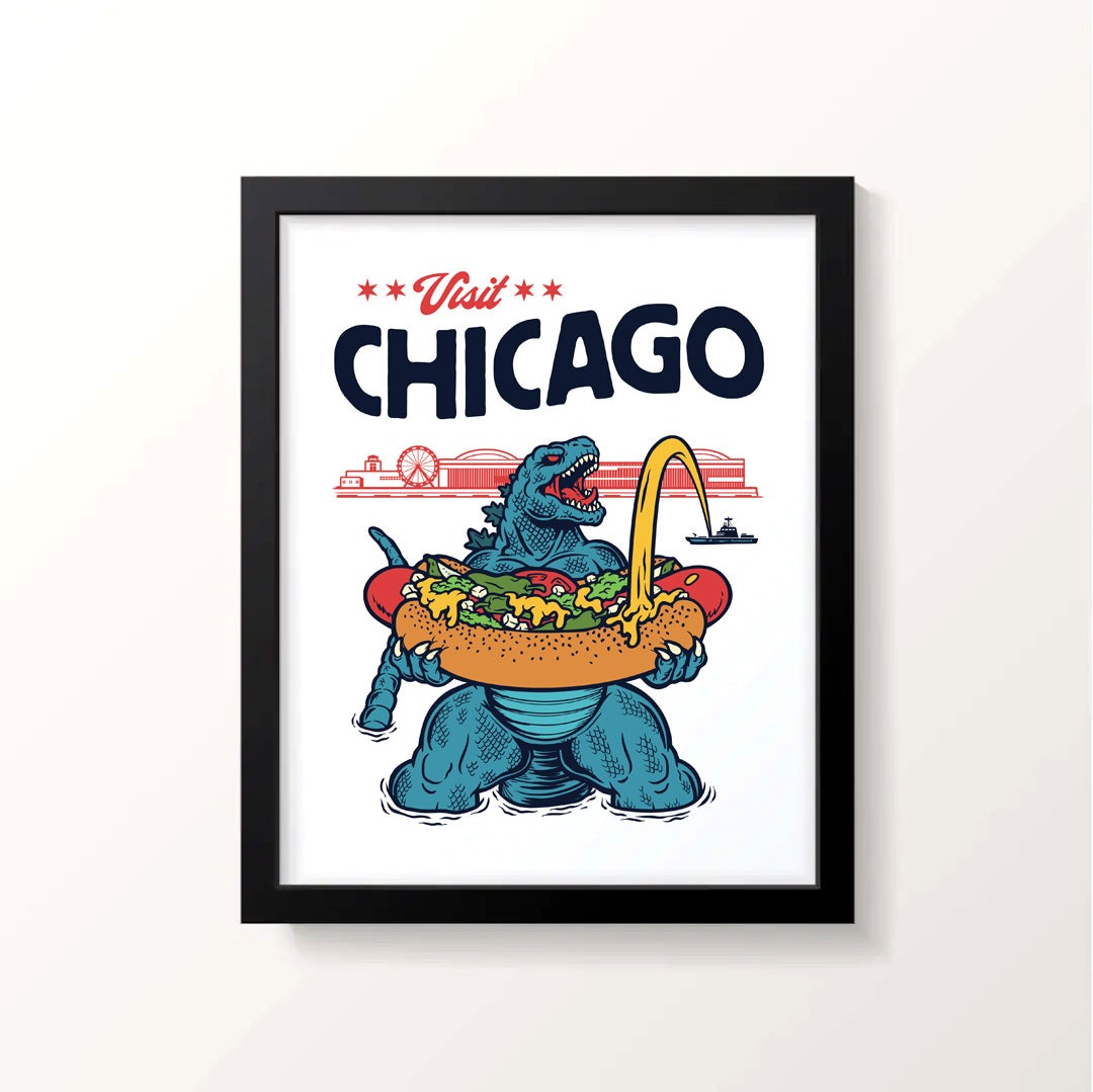 Visit Chicago Godzilla Print – Harebrained